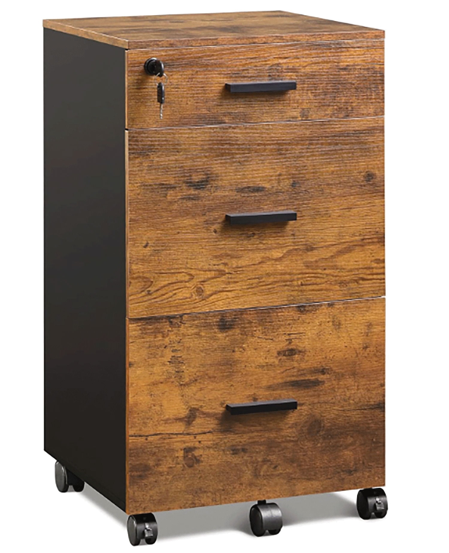 GALAXHERO File Cabinet 3-Drawer Rolling Wood Cabinet for Home Office ...
