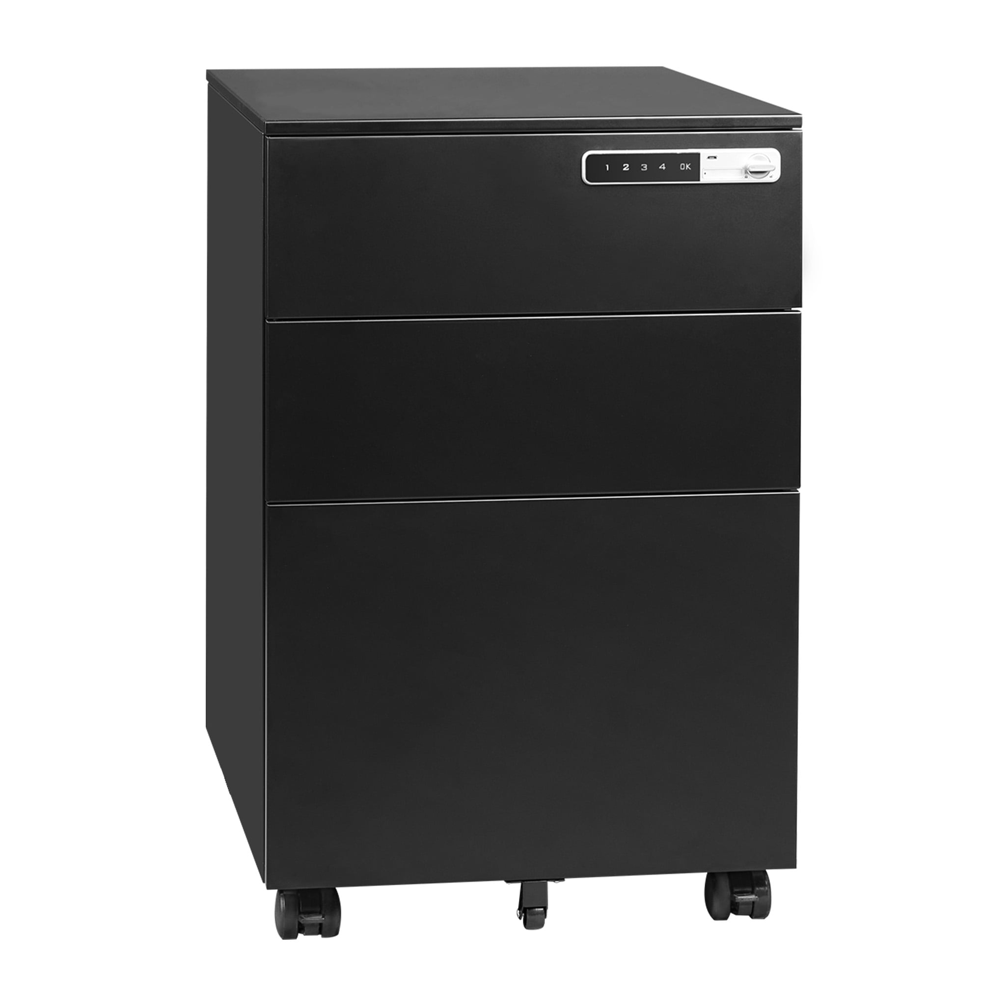 GALAXHERO Metal File Cabinet with Combination Lock, Mobile Drawers on ...