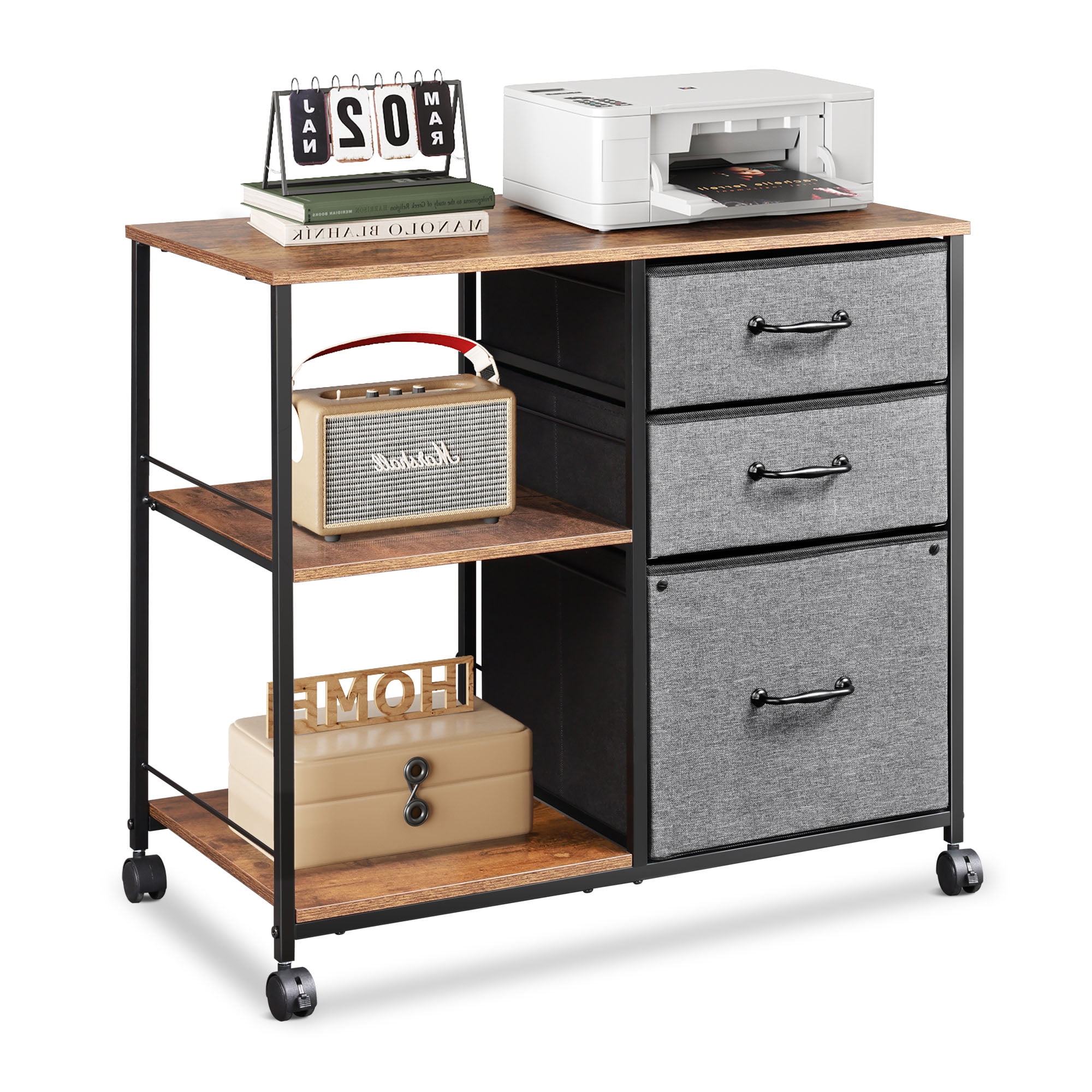 GALAXHERO Filing Cabinet 3 Drawer Mobile Printer Stand for Home Office ...