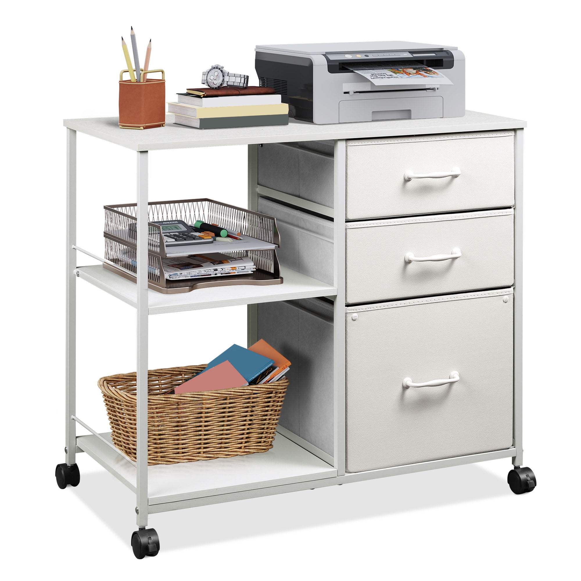 GALAXHERO Filing Cabinet 3 Drawer Mobile Printer Stand for Home Office ...