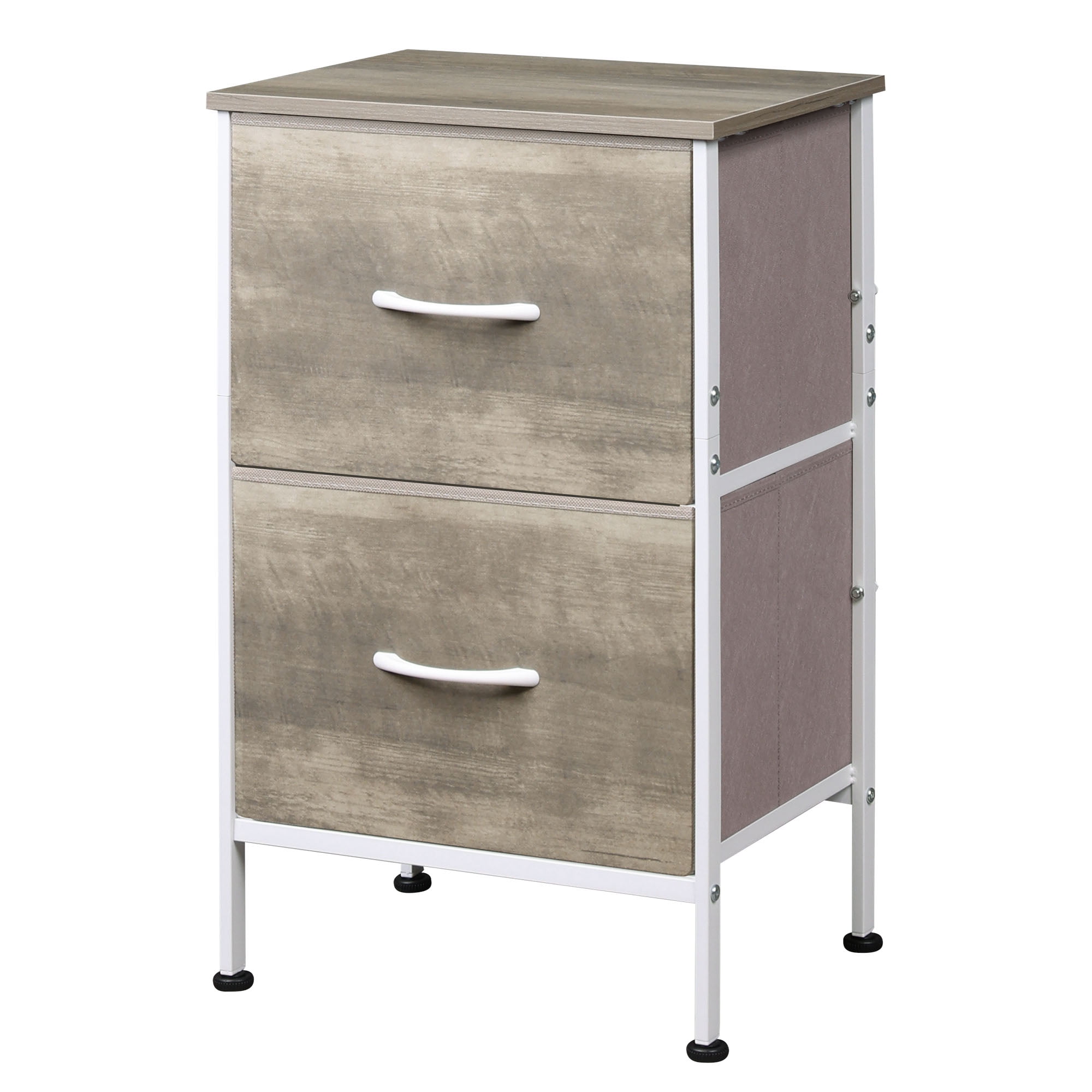 GALAXHERO Greige Nightstand with 2 Fabric Drawers, Small Dresser ...