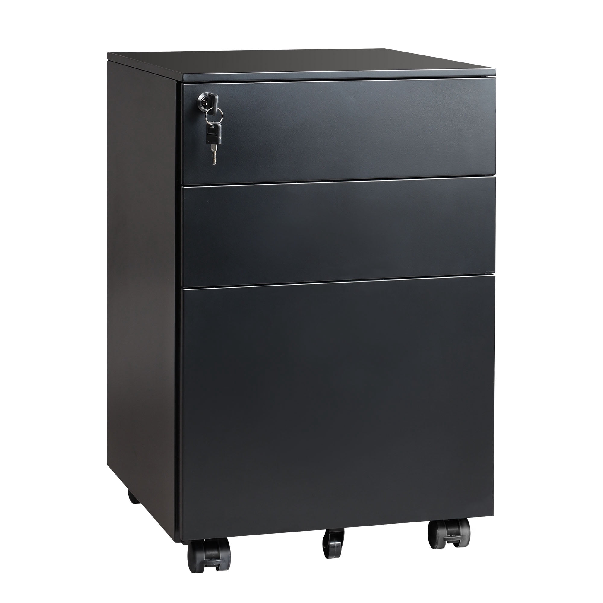 GALAXHERO Locking File Cabinet 3 Drawer Rolling Pedestal for Under Desk ...
