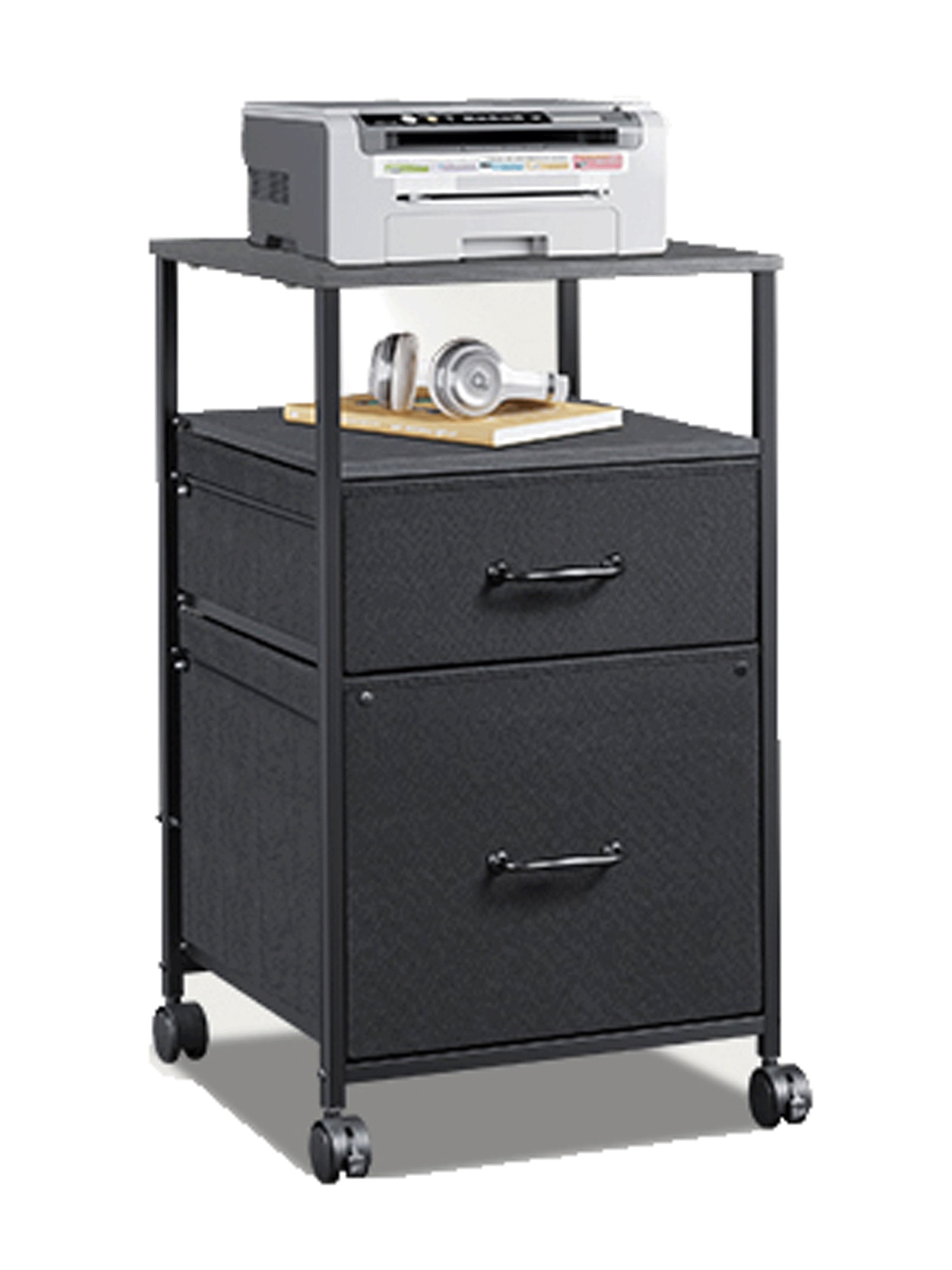 GALAXHERO Mobile File Cabinet with Open Storage Shelf, Rolling Fabric ...