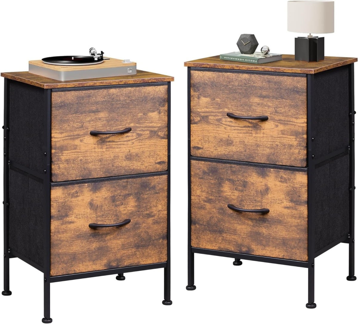 GALAXHERO Night Stand Set 2, Dresser and Nightstand Sets with 2 Fabric ...