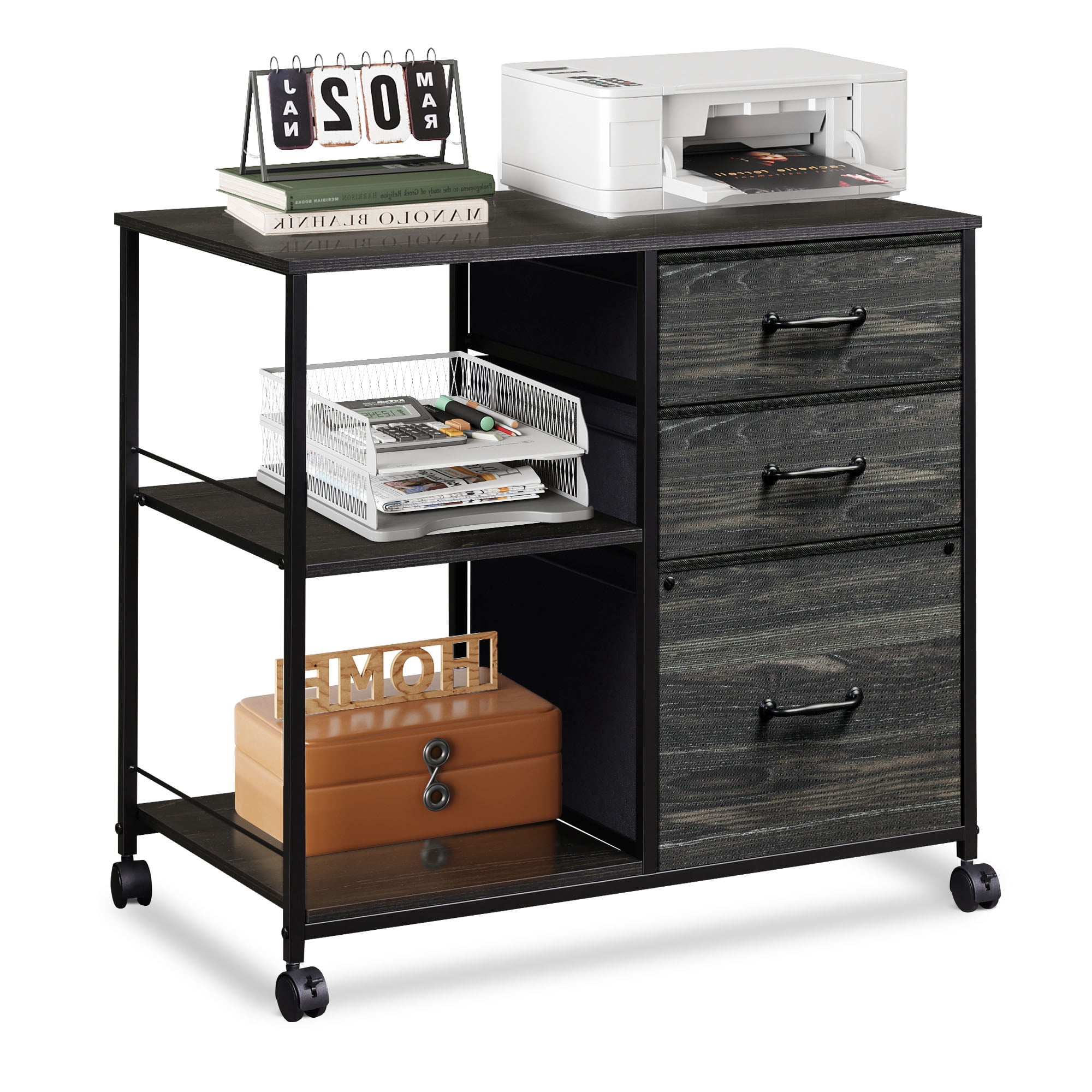 GALAXHERO Rolling File Cabinet with 3 Drawers and Shelf, Mobile Printer ...