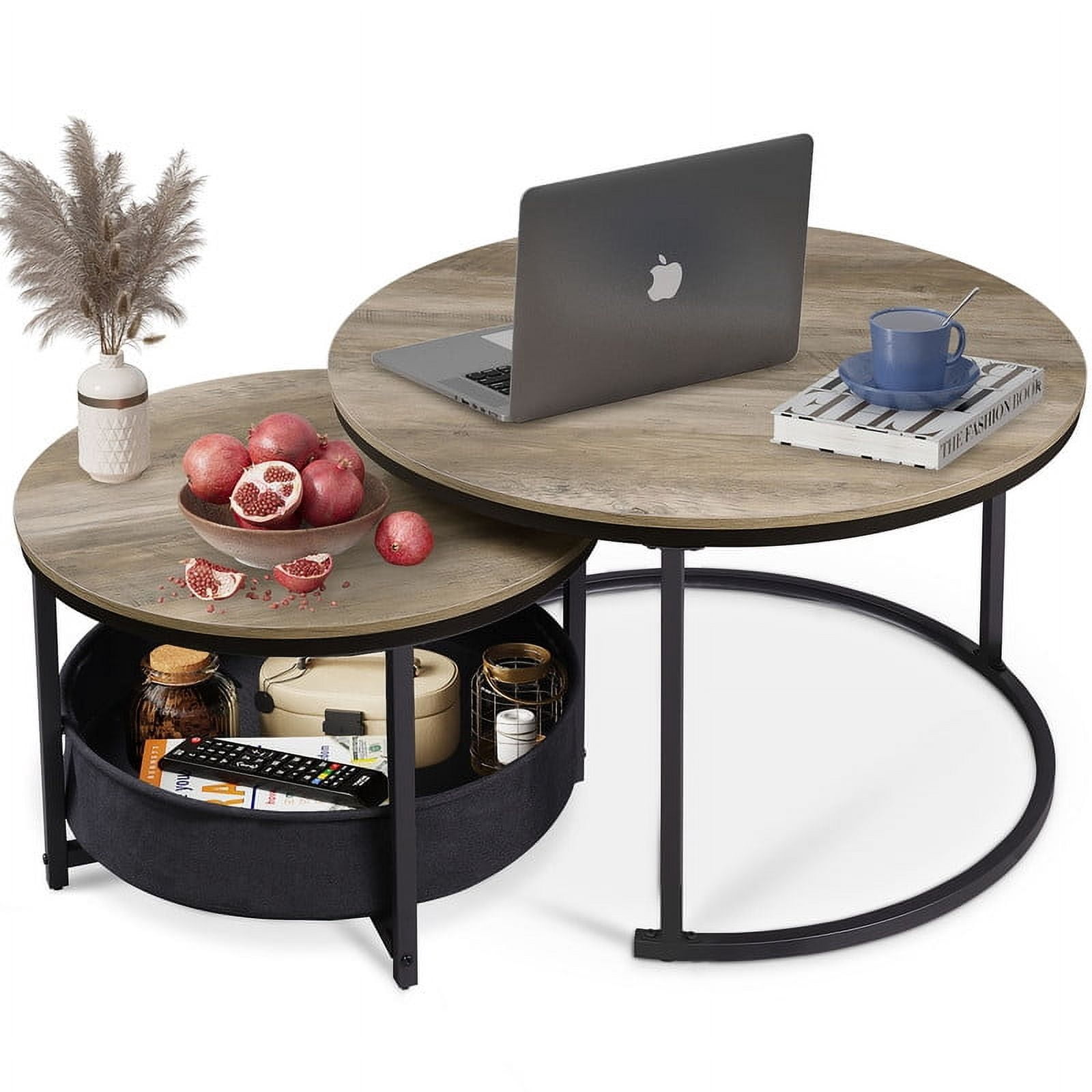 GALAXHERO Round Coffee Table Set of 2, Small Nesting Coffee Tables for ...