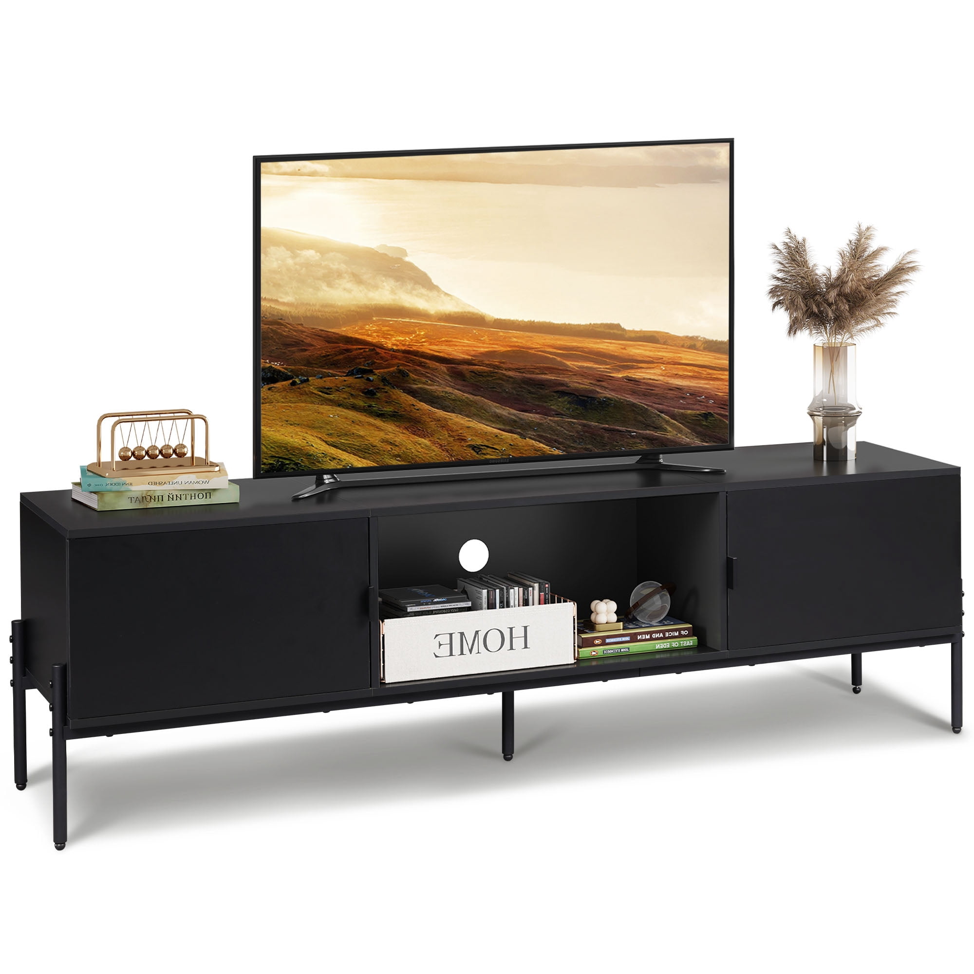 GALAXHERO TV Stand Modern Entertainment Center with Open Shelf and 2 ...