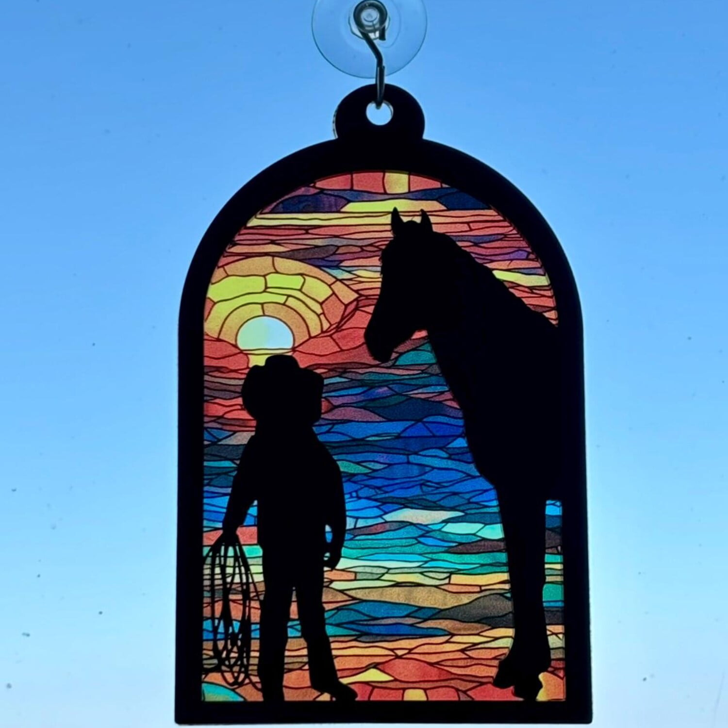 GALAXIMEX 6 INCHES Horse Sun Catcher Cut File | Cowboy Sun Catcher ...