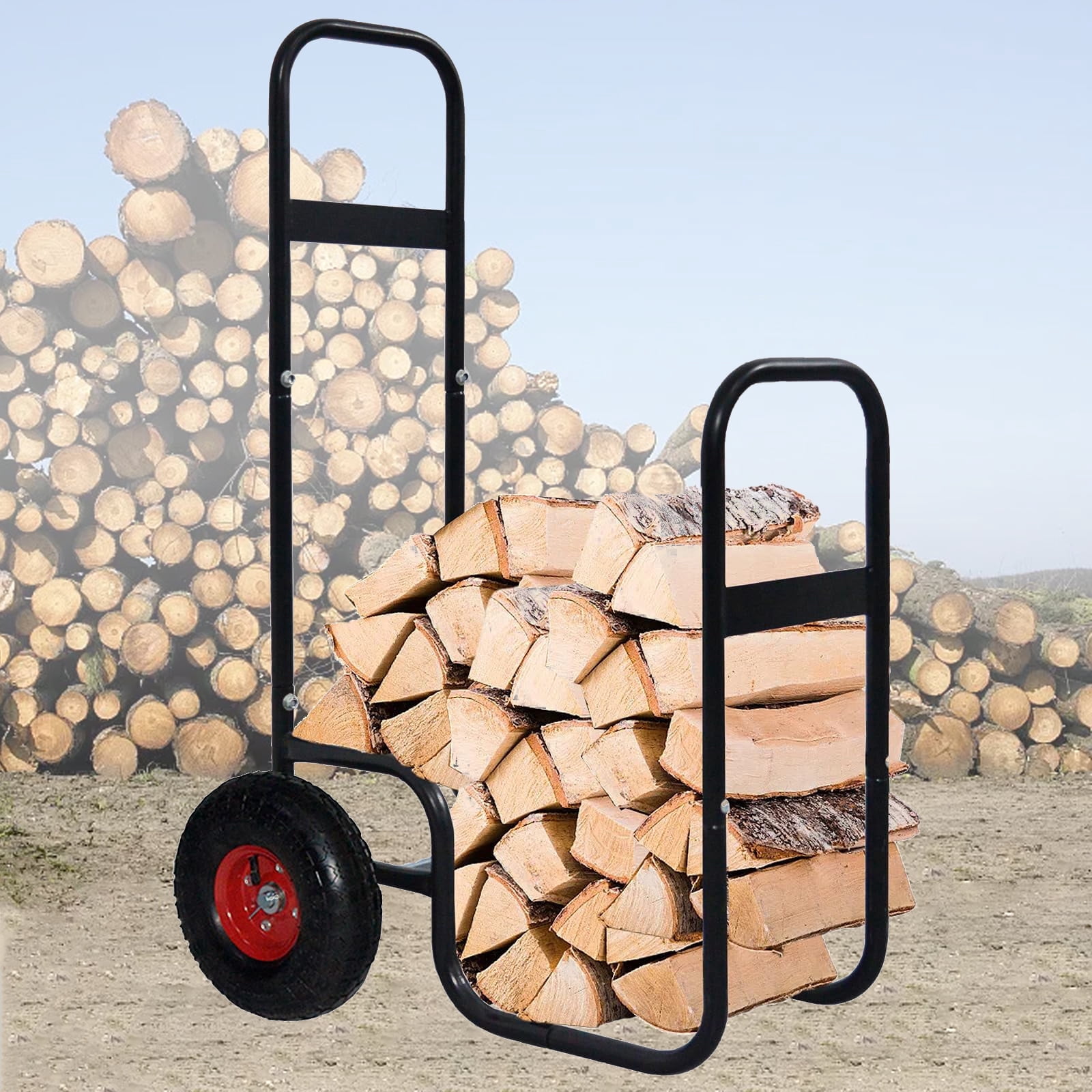 GALILEO Firewood Log Cart, 230 lbs Load Capacity, Outdoor and Indoor ...