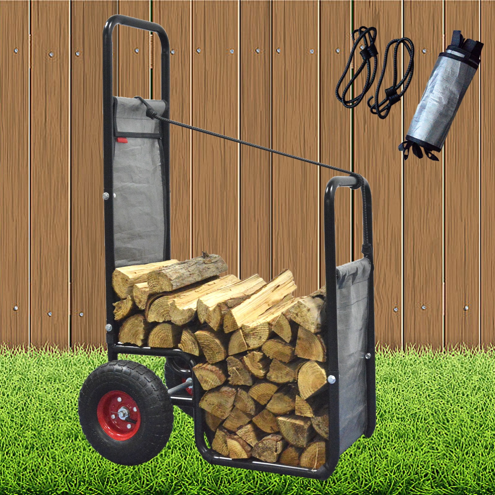 GALILEO Log hauler with inflatable rolling rubber wheels, durable ...