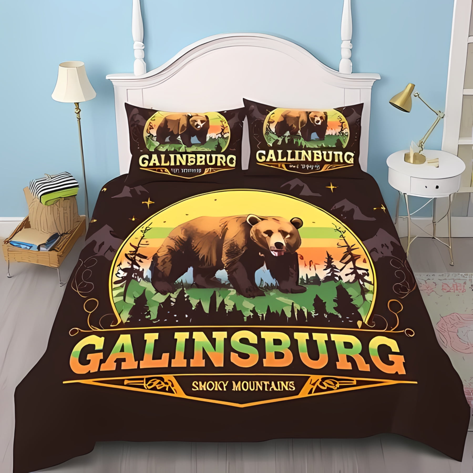 GALINSBURG Smoky Mountains 3-Piece Duvet Cover Set - Bear Graphic ...