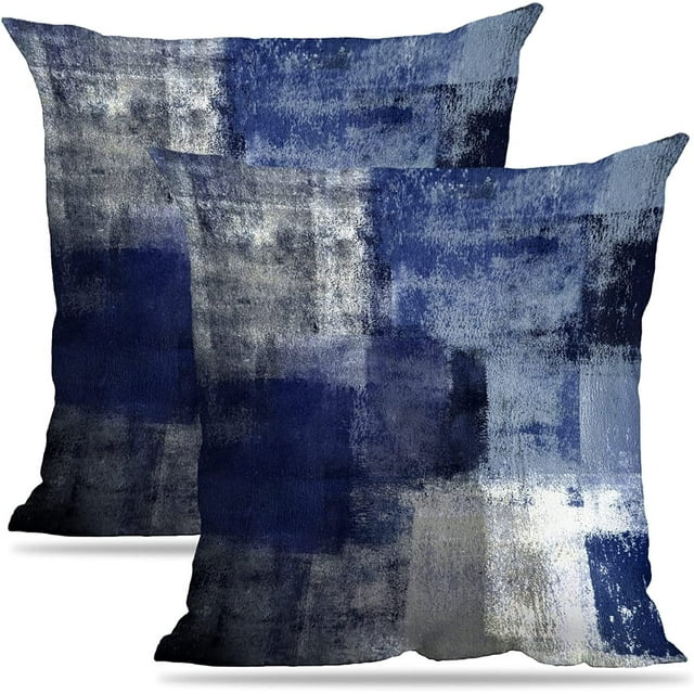 GALMAXS7 Set of 2 Blue Artwork Contemporary Decorative Square Throw ...