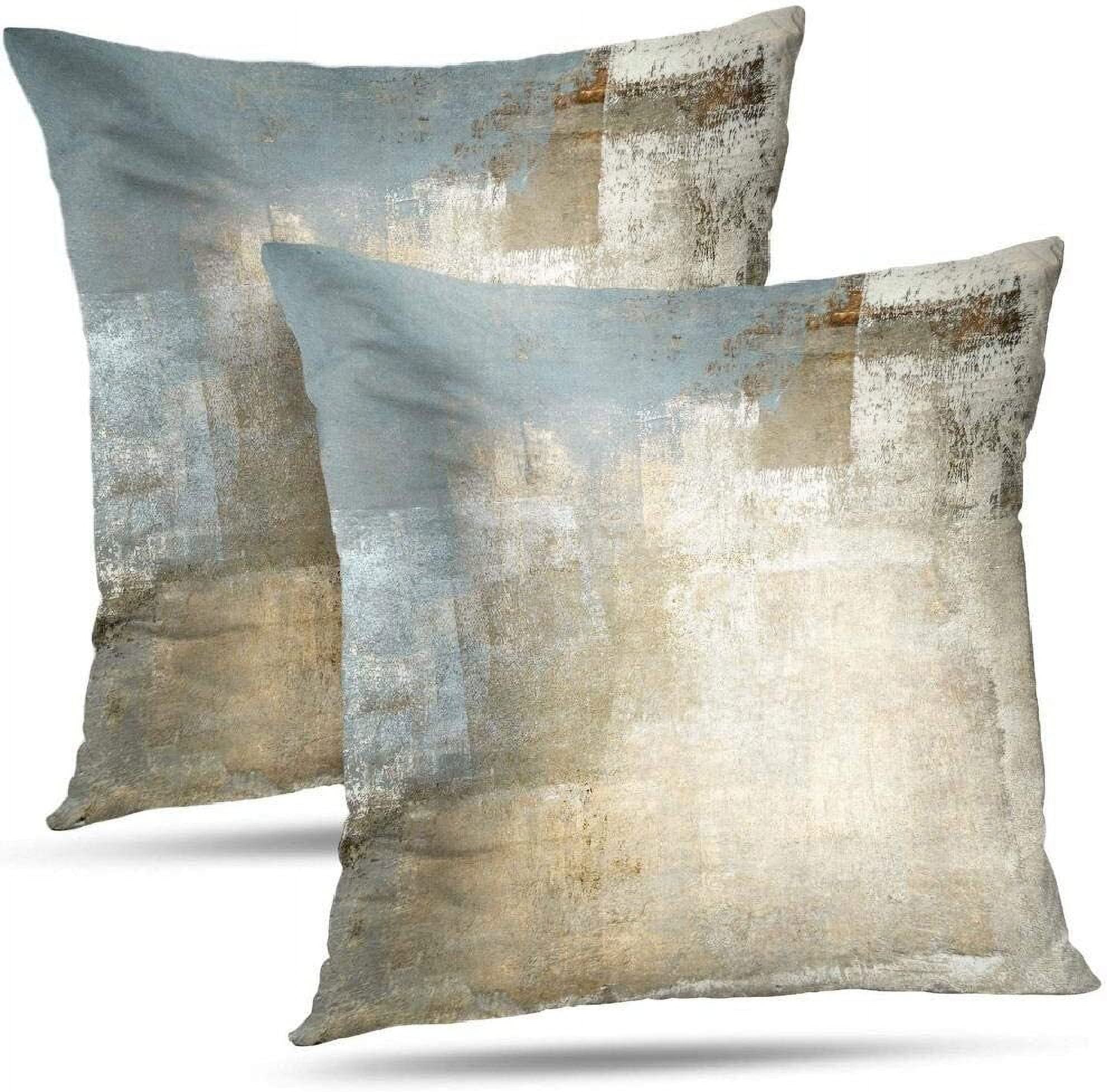 GALMAXS7 Set of 2 Grey & Beige Abstract Art Contemporary Square Pillow ...