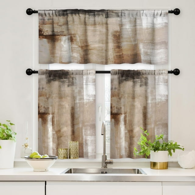 GALMAXS7 3 Piece Modern Abstract Art Kitchen Curtains Set for Home ...