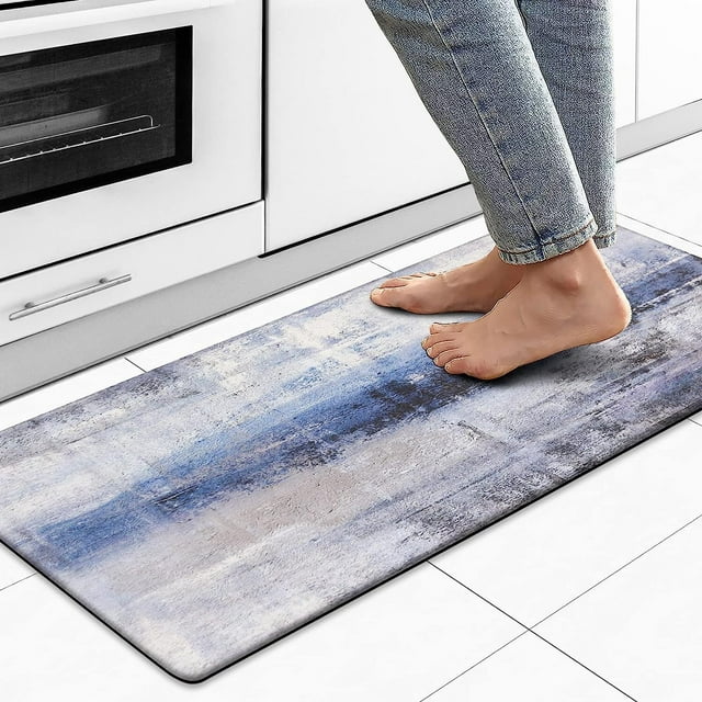 GALMAXS7 Blue Kitchen Rugs Anti Fatigue Kitchen Floor Mat Cushioned Non ...