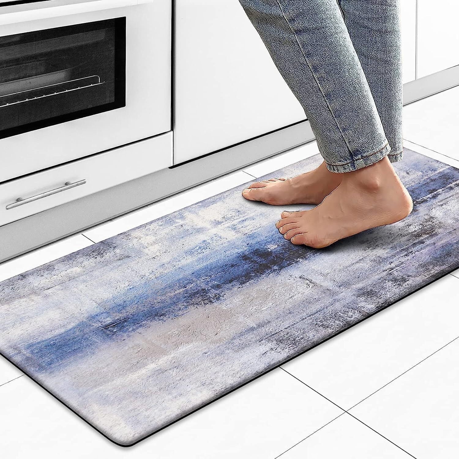 Galmaxs7 Blue Anti-Fatigue Kitchen Floor Mat, Cushioned Rug, Textured ...