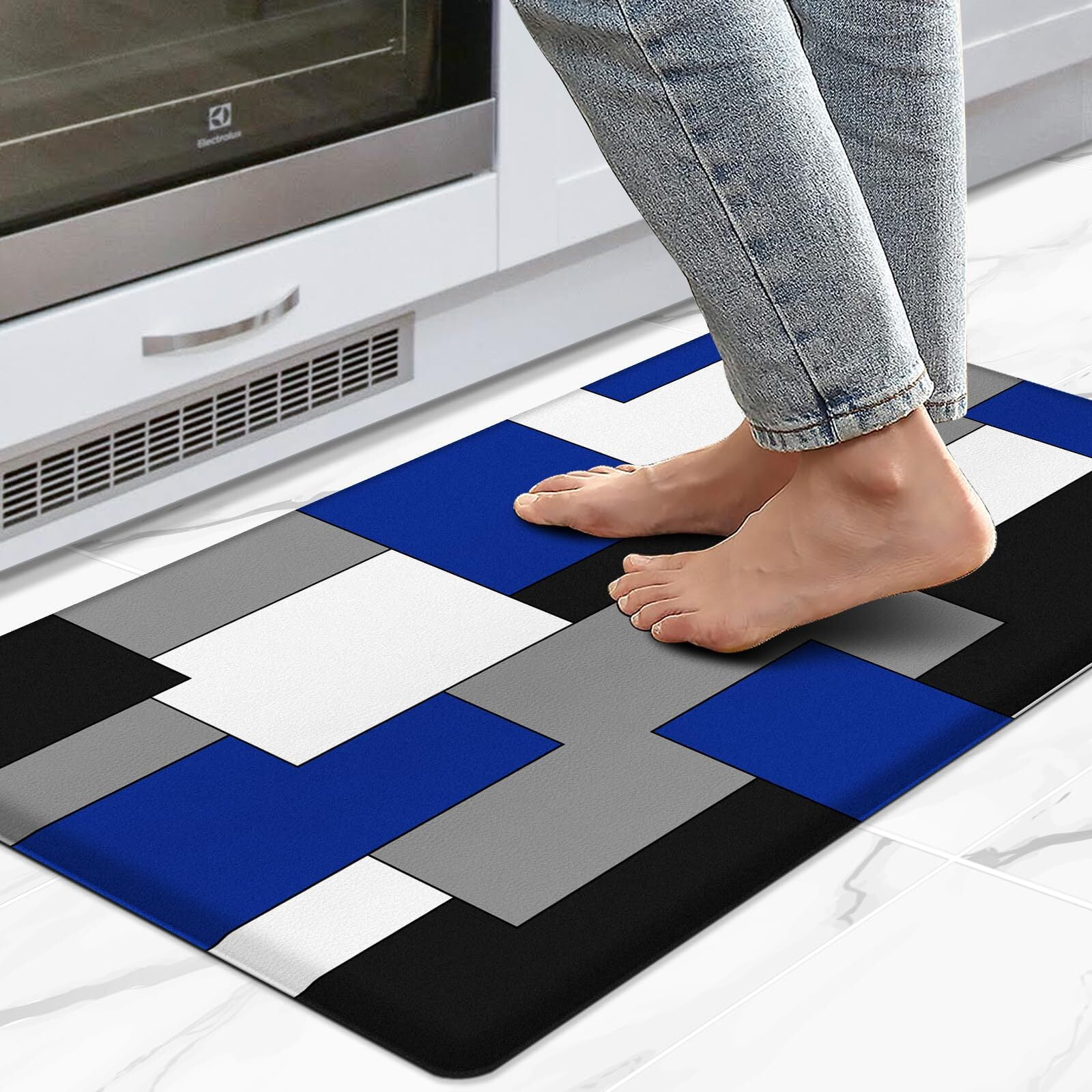 GALMAXS7 Colorful Kitchen Rug Anti-Fatigue Kitchen Mat Geometric Non ...