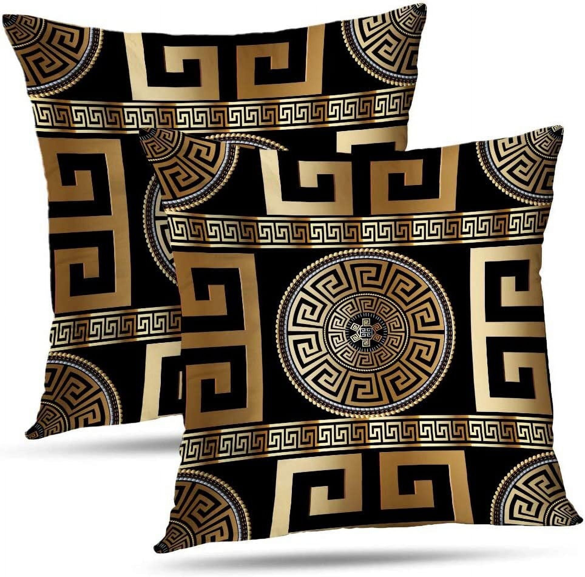 GALMAXS7 Greek-Key Pillow Covers Modern Geometric Greek Pattern Gold ...