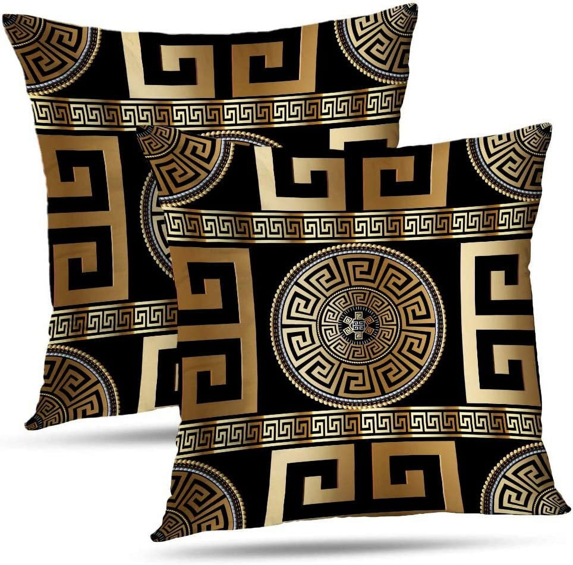 GALMAXS7 Greek-Key Pillow Covers Modern Geometric Greek Pattern Gold ...