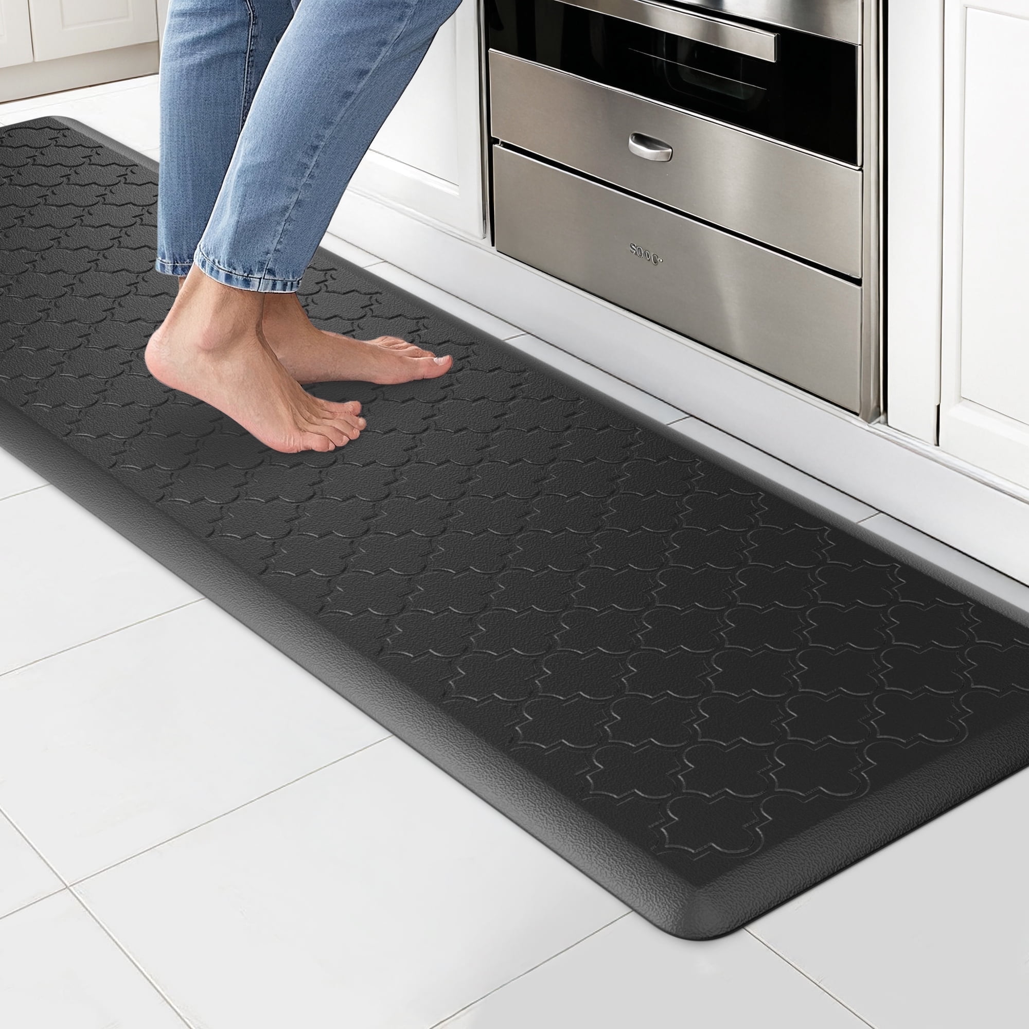 GALMAXS7 Kitchen Mat Anti Fatigue Cushioned Mat Black Kitchen Rug ...