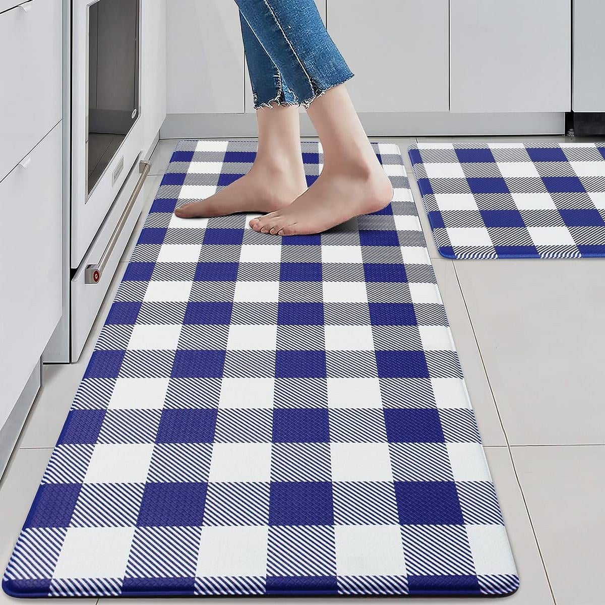 GALMAXS7 Kitchen Mats and Rugs Cushioned Anti Fatigue Kitchen Rugs Blue ...