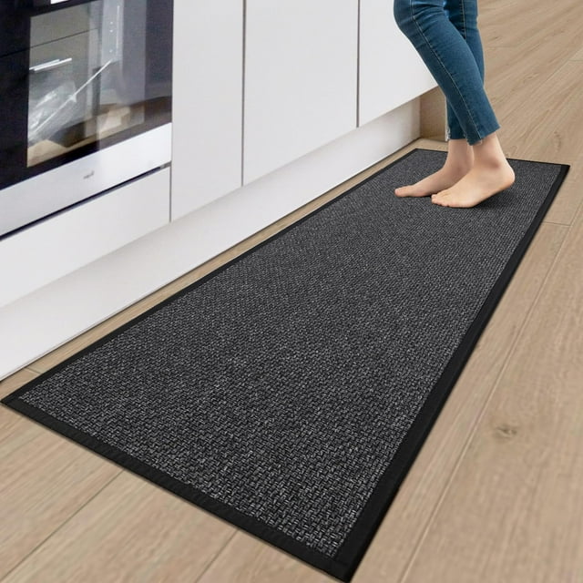 GALMAXS7 Kitchen Rug Absorbent Rubber backed Kitchen Mat Gray Woven ...
