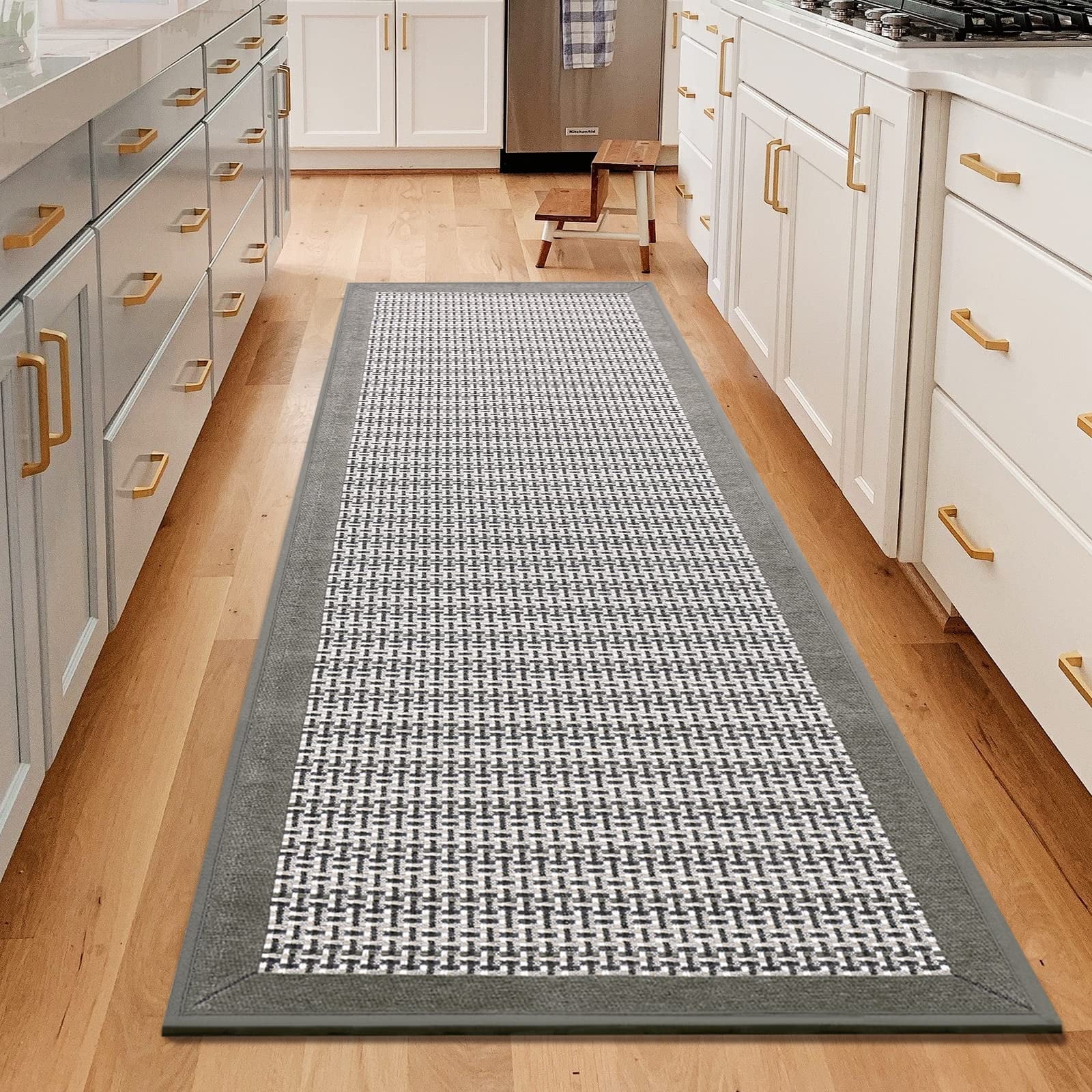 GALMAXS7 Kitchen Rug Absorbent Rubber backed Kitchen Mat Gray Woven ...