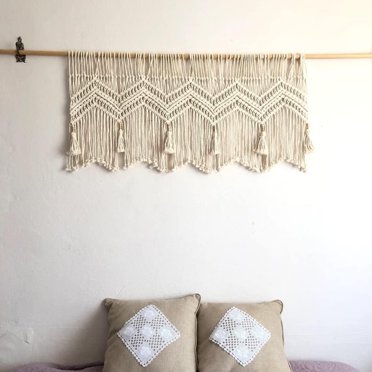 Lush Decor Boho Macrame Textured Cotton Valance/Kitchen Curtain/Wall ...