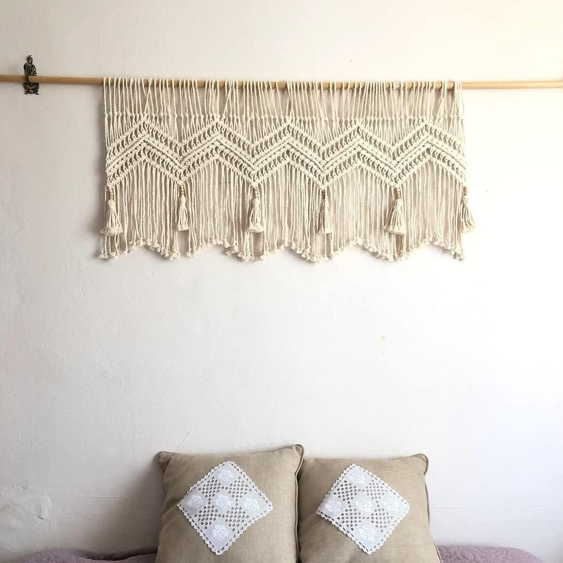 GALMAXS7 Macrame Valance Wall Hanging Boho Valance Window Treatments ...