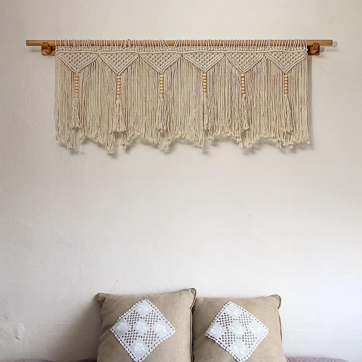 GALMAXS7 Macrame Valance Wall Hanging Boho Valance Window Treatments ...