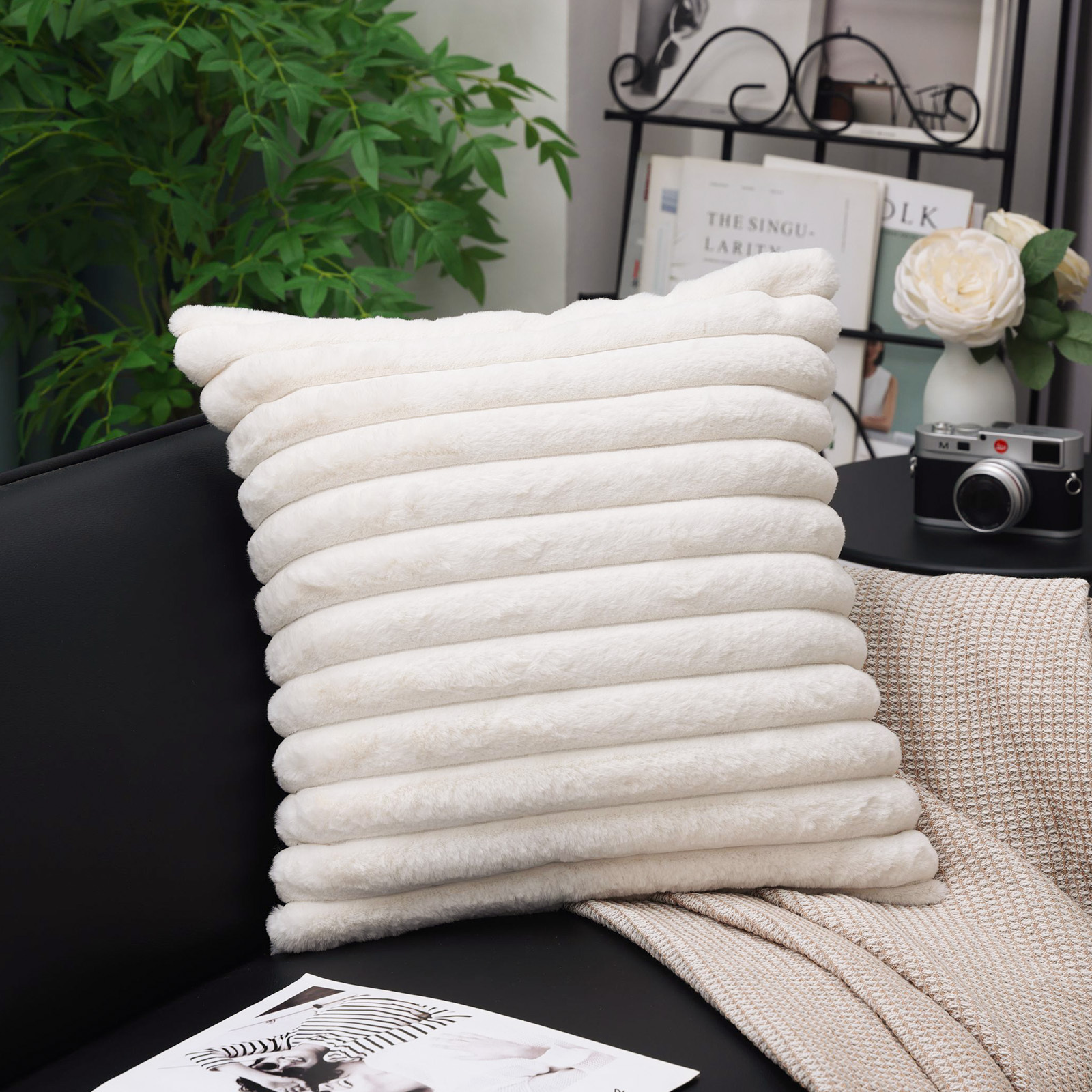 Cozy Line Home Fashions Square Pink Stripe 15" x 15" Floral Cotton ...