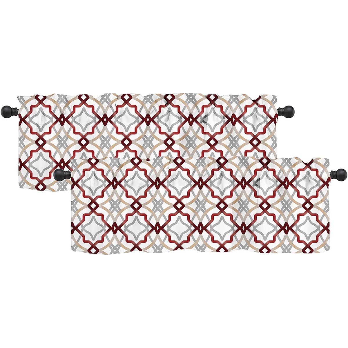 GALMAXS7 Red Kitchen Curtains Abstract Art Blackout Window Treatment ...