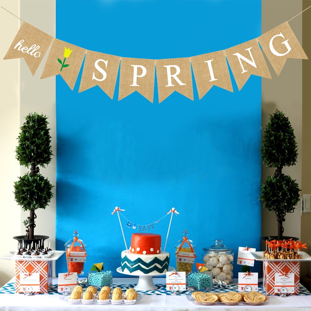 GALUBUBU 1Set Swallowtail Linen Banner Bunting Flags for Spring Party ...