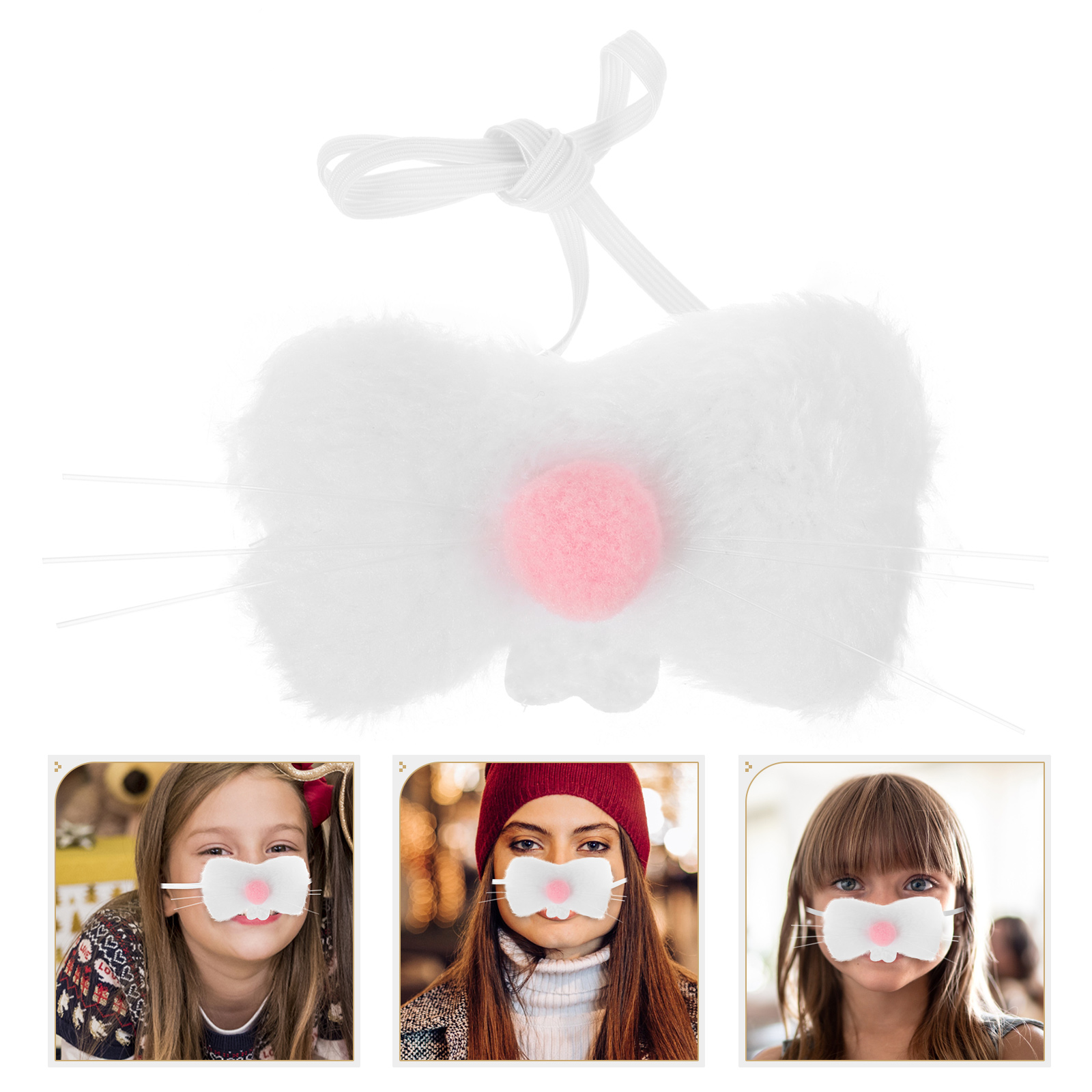 GALUBUBU 3Pcs Bunny Nose Plush Rabbit for Easter and Cosplay in White ...