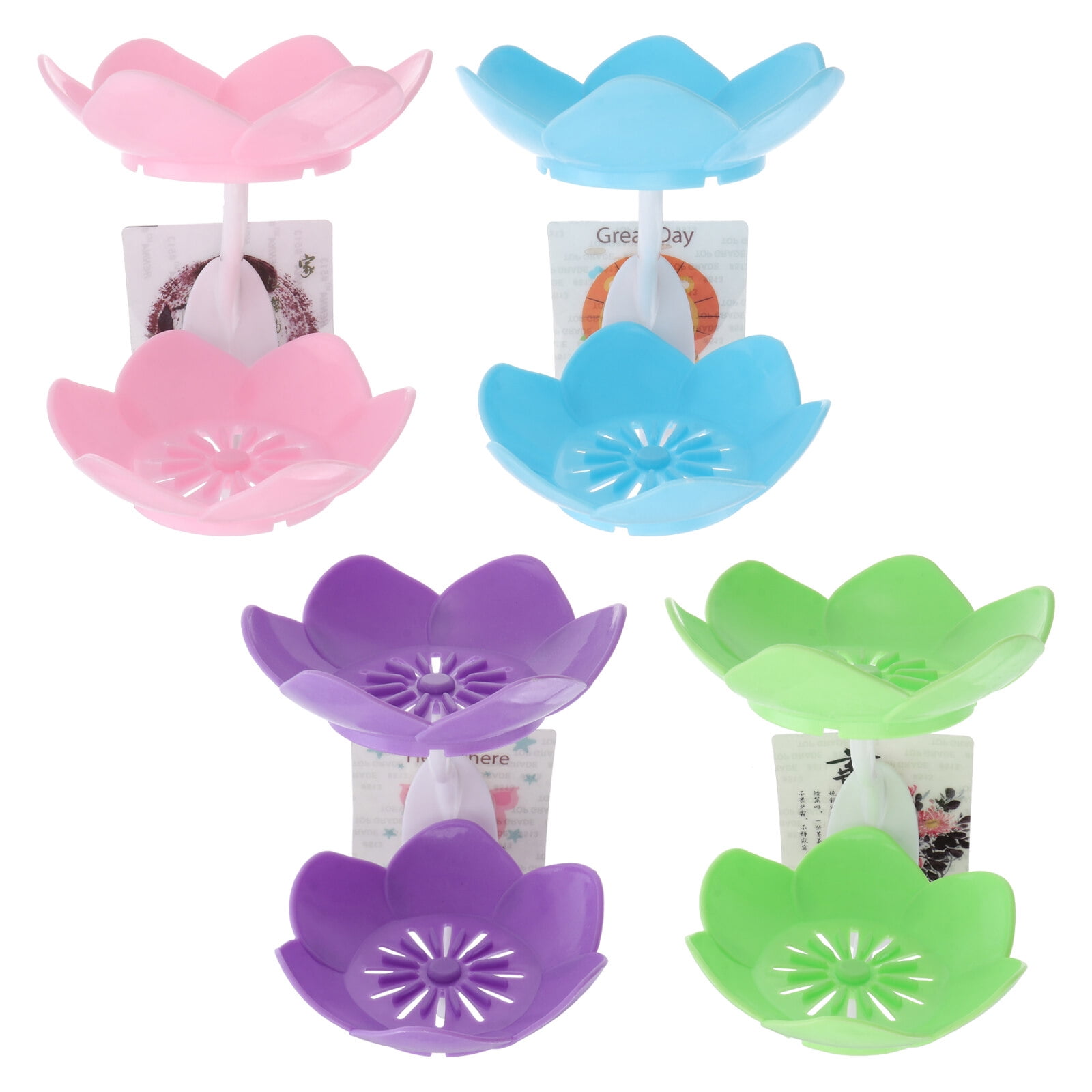 GALUBUBU 4Set Cartoon Green PP Plastic Soap Box Wall Mounted Bathroom ...