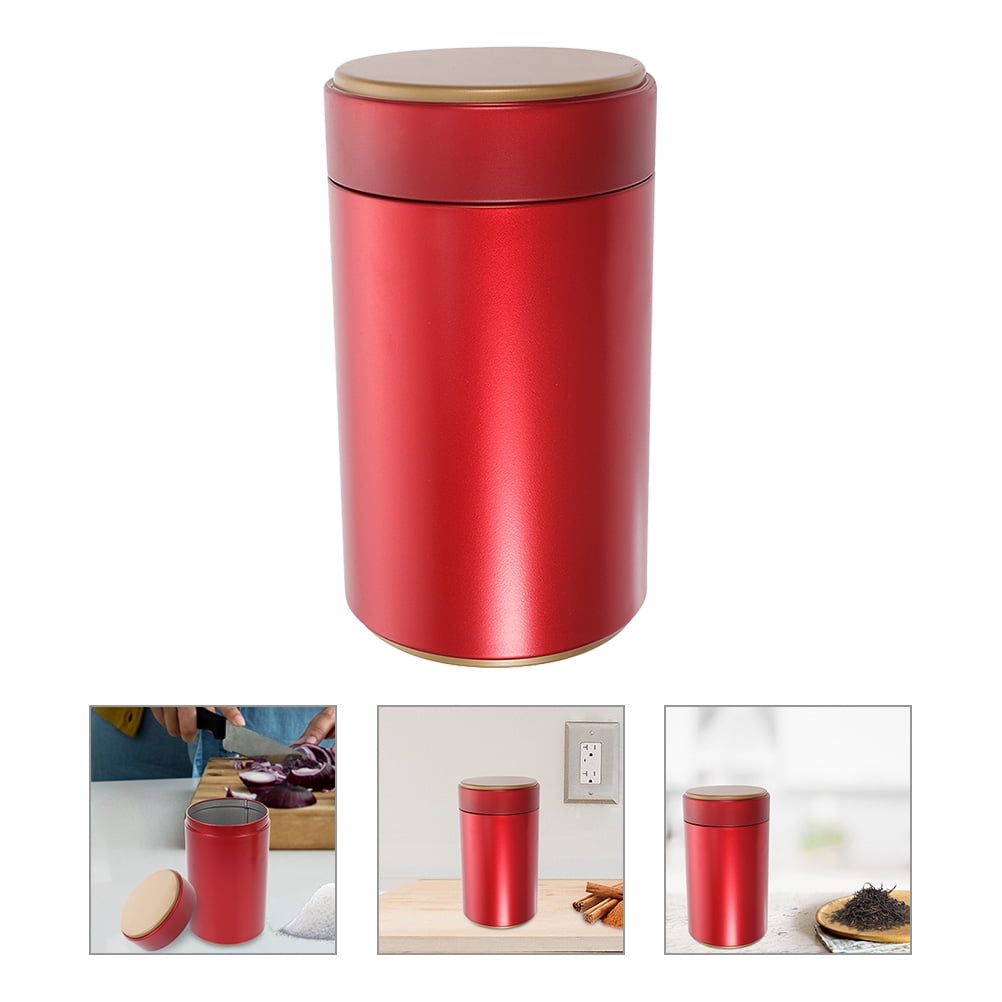 GALUBUBU 6Pcs Tinplate Tea Container Round Red Metal Jars with Lids for ...