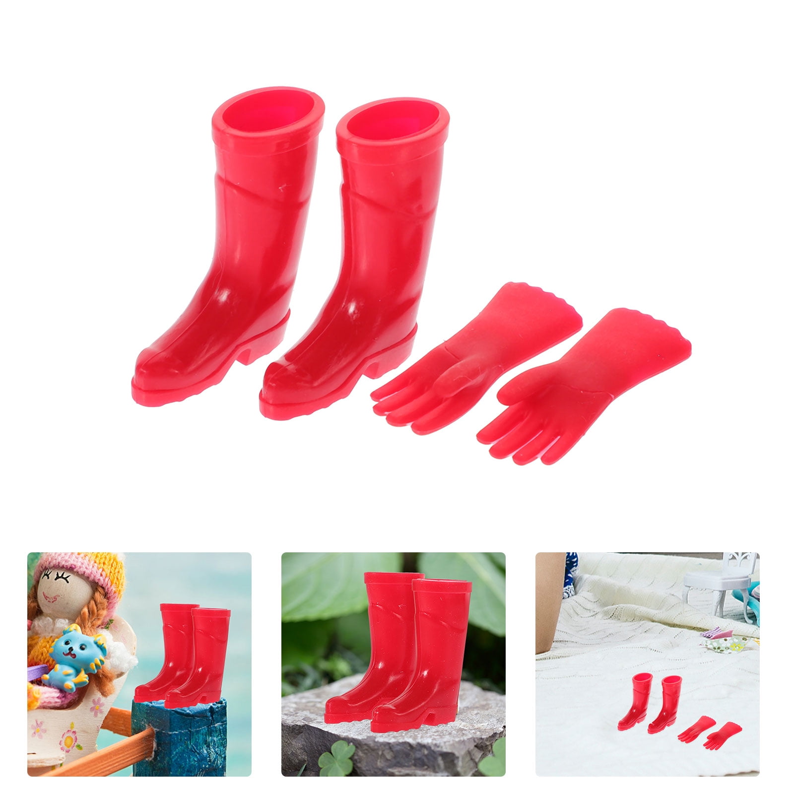 GALUBUBU Red Miniature Rain Boots and Gloves 1 Set for Kids and ...