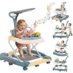 EONROACOO 4-in-1 Baby Walker, Folding Baby Activity Walker with Handle ...