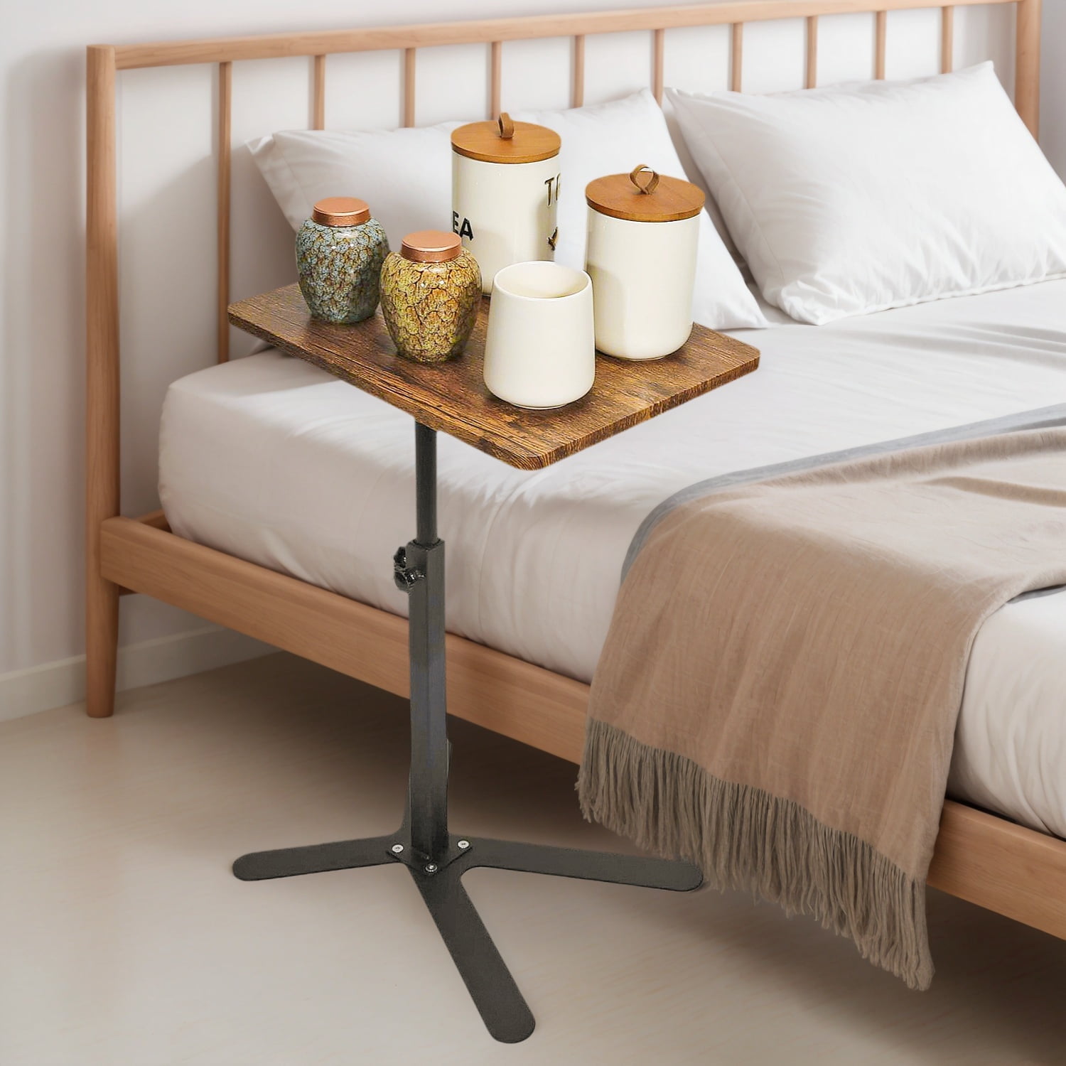 GAMBE Adjustable Height C Shaped End Table,360° Swivel Couch Tables ...