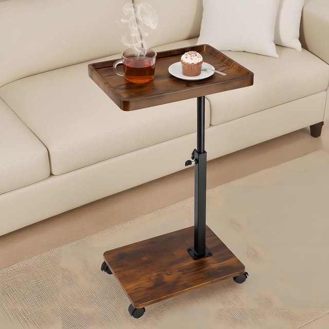 GAMBE C Table End Table Adjustable Height, 360°Swivel TV Tray Table for ...
