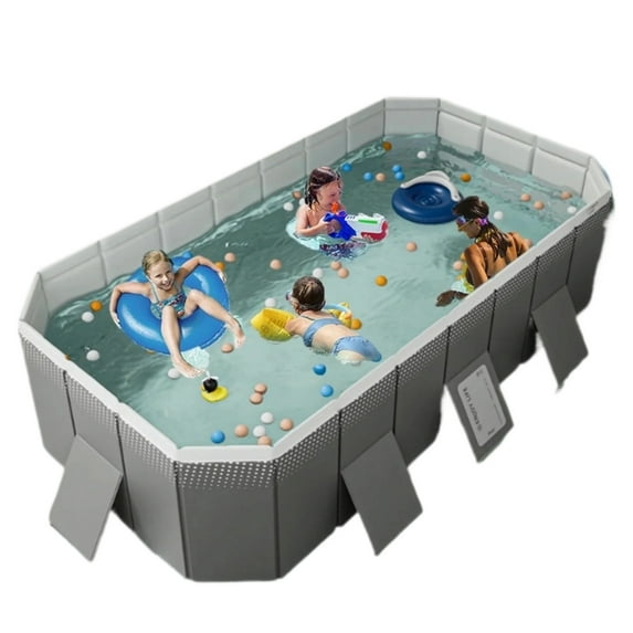 GAMBE Foldable Swimming Pool, Large Non-inflatable Adults Kids Outdoor ...