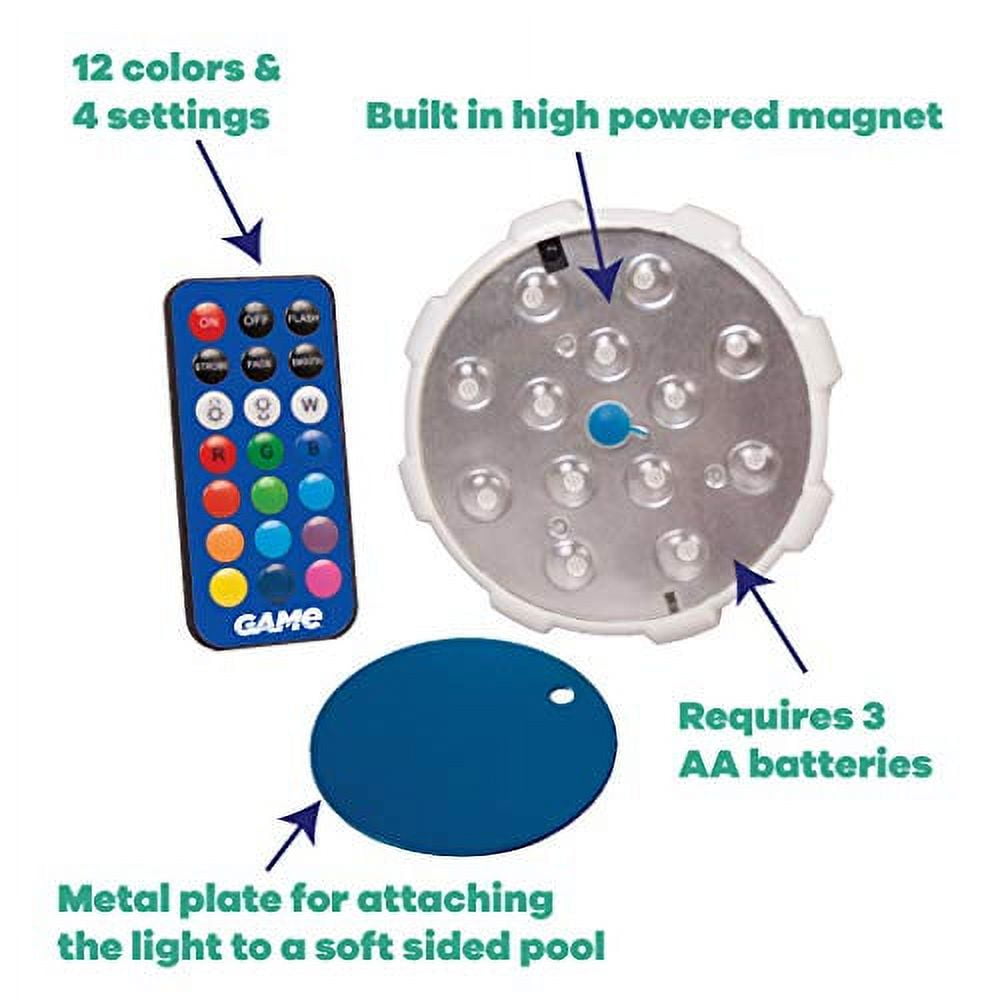 GAME 4307-BB Magnetic LED Changing Pool Wall Light with Remote Control ...