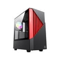 GameMax ATX Mid Tower Computer Case, Black Red Steel, Tempered Glass ...