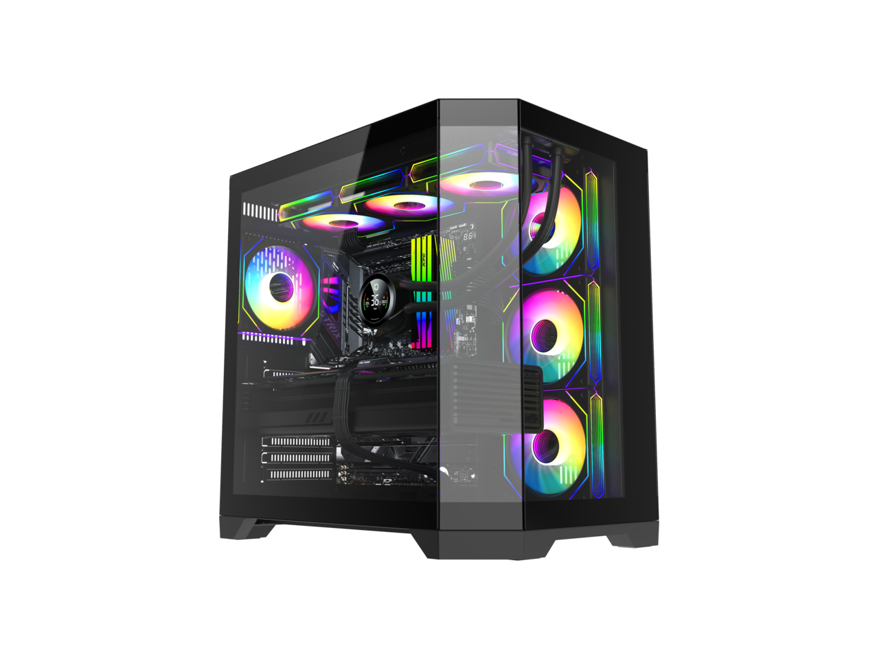 GameMax HYPE-A Mid-Tower ATX PC Case, Black Tempered Glass, ARGB Fans ...