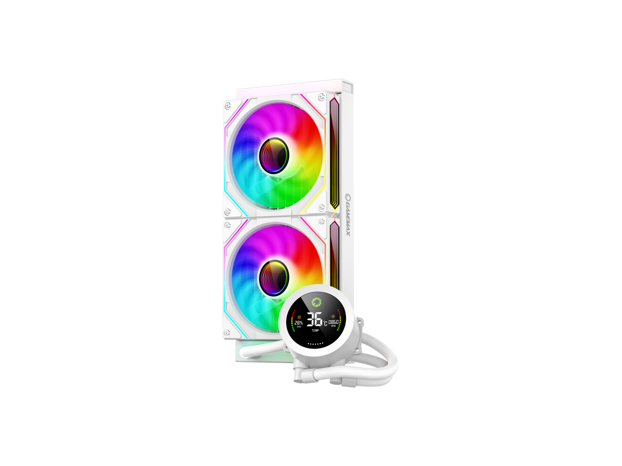 GAMEMAX IceBurg 240 Digital WH, Liquid CPU Cooler 240mm Addressable ...
