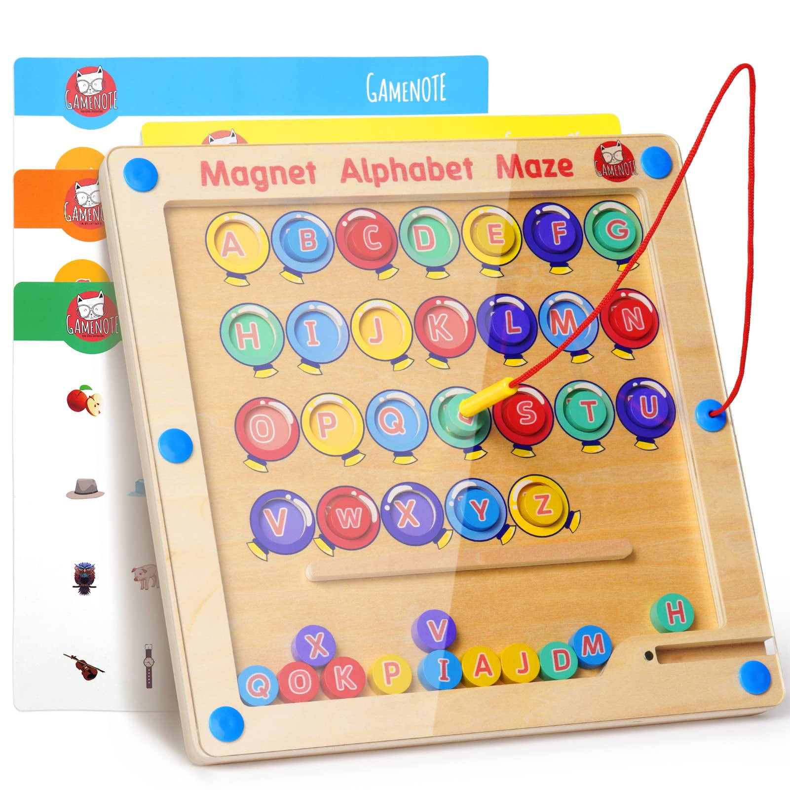GAMENOTE Magnetic Alphabet Maze OIF8 Board with 4 Activity Wooden ...