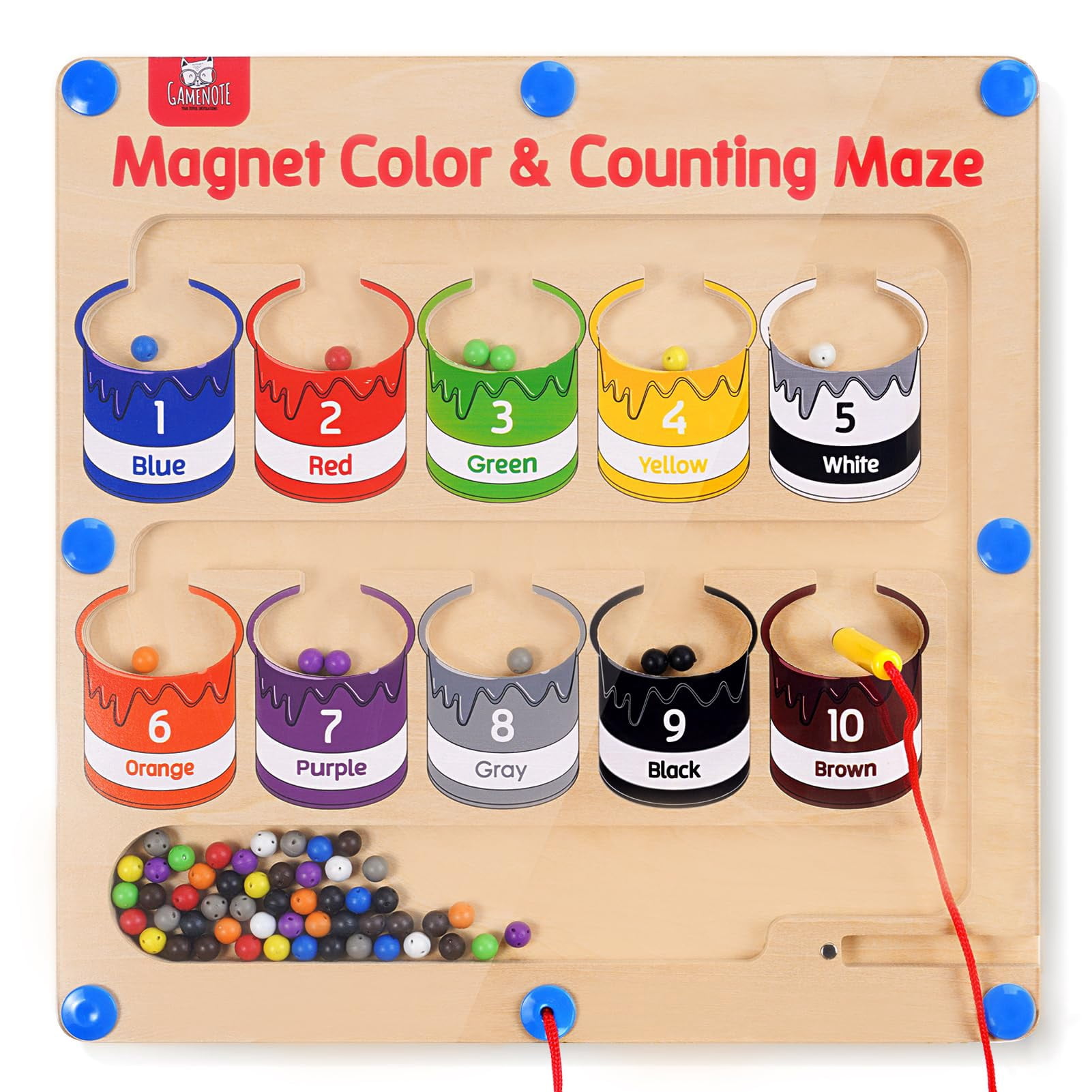 GAMENOTE Magnetic Color and Number Maze - Montessori Fine Motor Skills ...