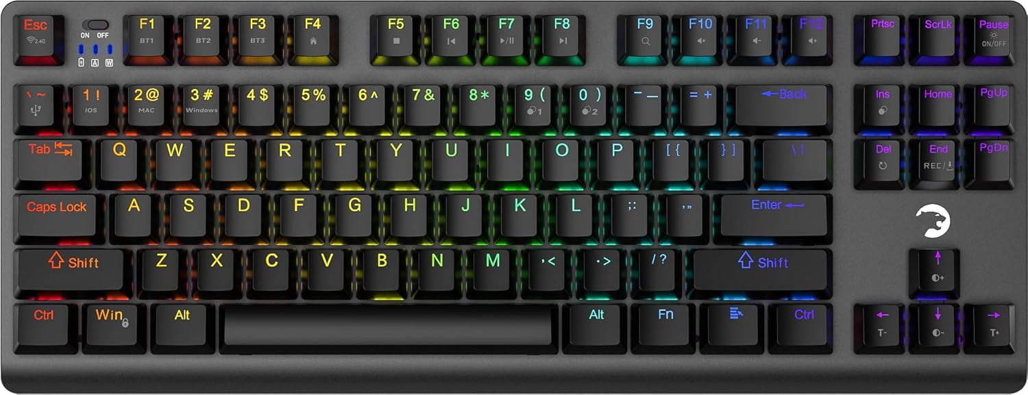 GAMEPOWER EVA 7 TKL Mechanical Gaming Keyboard, 87 Keys, Wireless ...