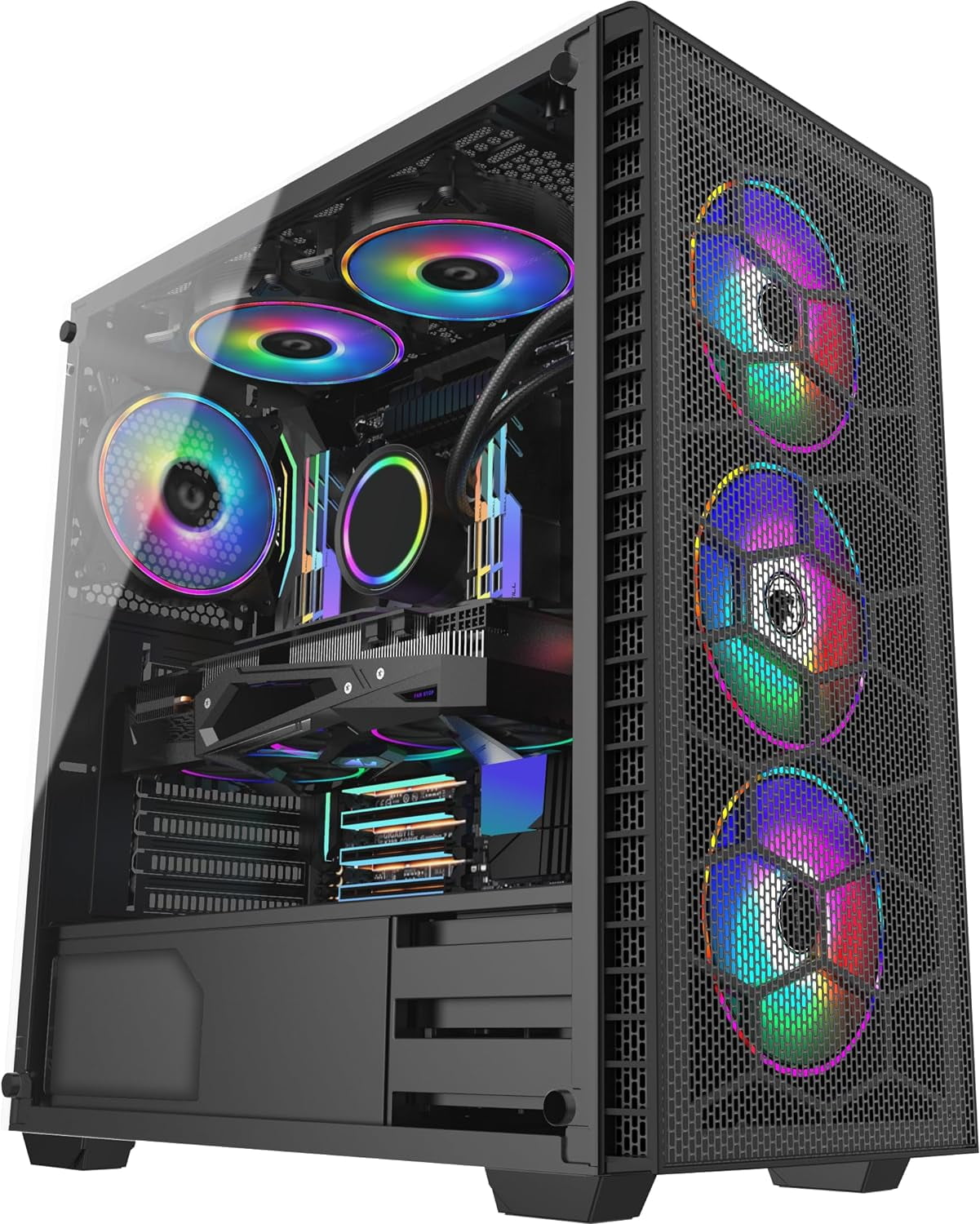 GAMEPOWER Horizon Mesh ATX Mid Tower Gaming Pc Case +80 Bronze 750W ...