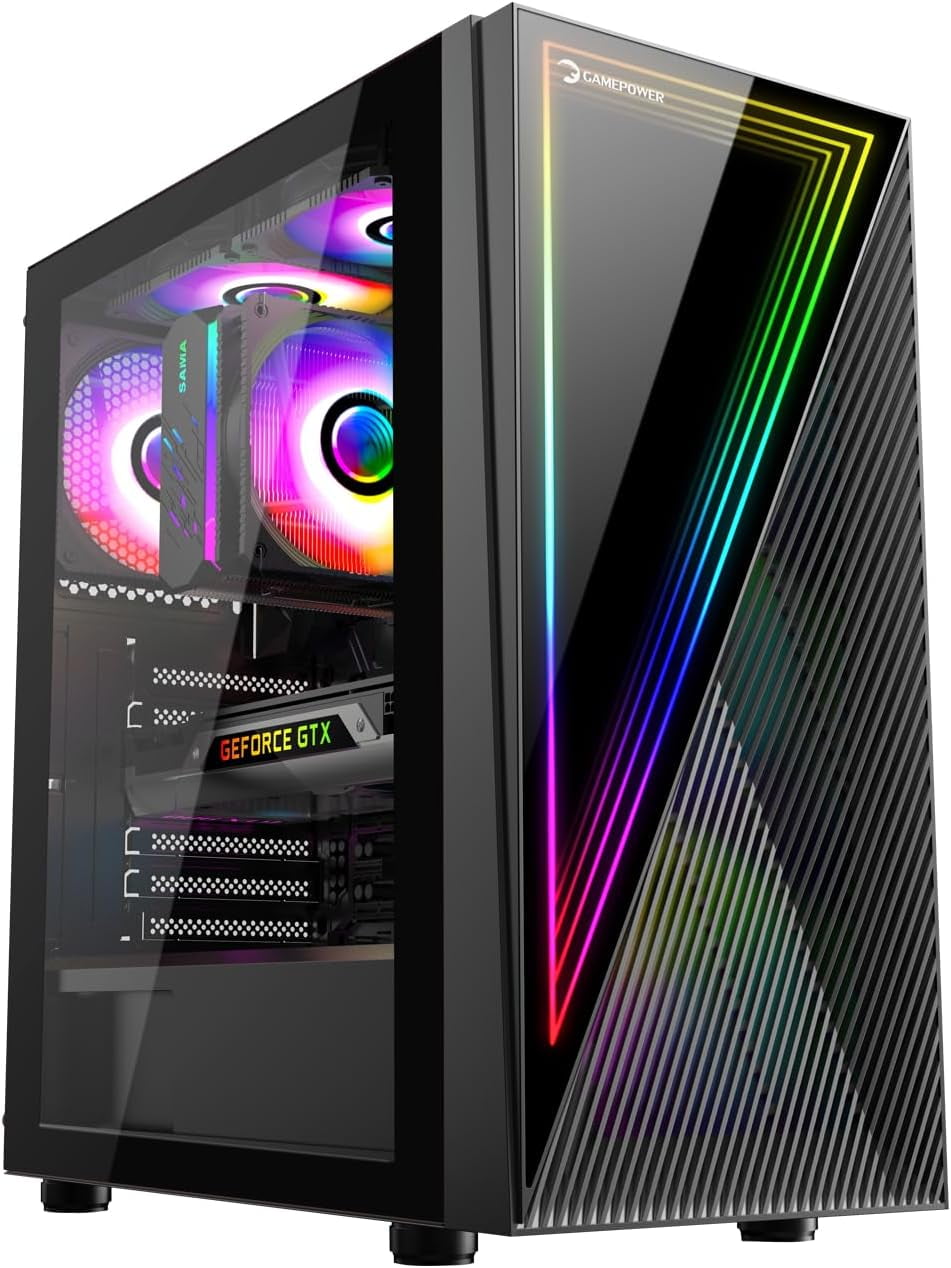 GAMEPOWER Ravadin ATX Mid-Tower PC Gaming Case, 650W PSU, 3x Pre ...